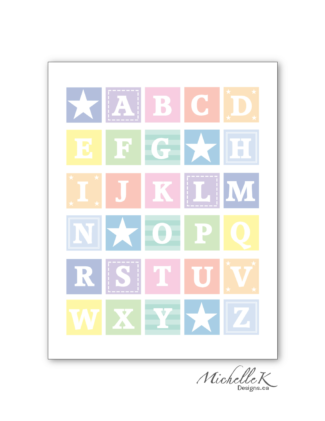 "pastel Alphabet" 8x10 Nursery Art Print on Luulla